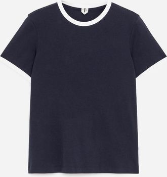 Arket T-Shirt Mit Kontrastfarbenen Einfassungen -Blau
