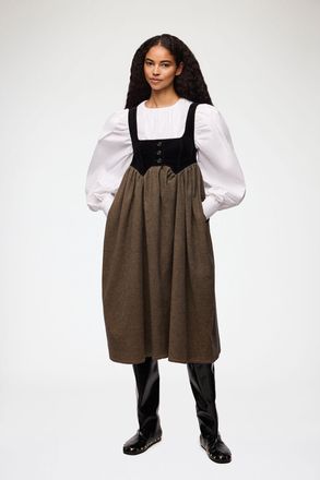 Ganni braun Kleid aus genopptem Denim Baumwolle - Gr&ouml;&szlig;e 32
