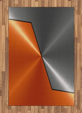 Abakuhaus Orange und Grau Teppich, Maschinen Moderne 3D, Flachgewebe Deko-Teppiche fürs Wohnzimmer Schlafzimmer und Essenszimmer, 120 x 180 cm, Orange Grau