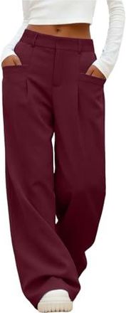 Generic Pantalon de costume pour femme - Pantalon large - D&eacute;contract&eacute; - Taille haute - Avec poches - &Eacute;l&eacute;gant - Pantalon extensible - Pour le bureau, les loisi