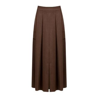 Rinascimento Jupe Longue &agrave; Plis Larges - Femme - Jupes - Brun - Taille: 40 FR
