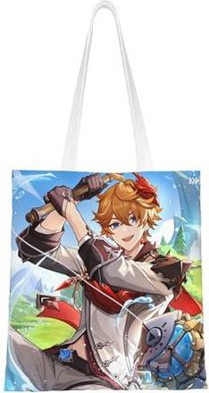 Generic 40.6 X 38.0 cm Canvas Totes Hand Shopping Bag With All Roles Print Genshin Impression For Daily Impact Shopping Shoulder Bag