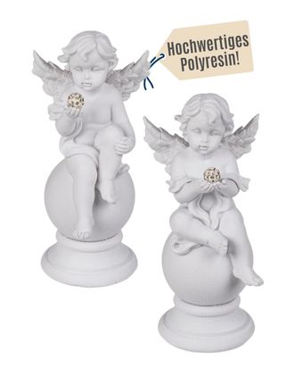 Out of the Blue Sitzender Engel mit Kristalldeko - Polyresin Engelsfigur - Dekorative Engel Deko f&uuml;r Weihnachten, Tisch & Fensterbank - Perfekte Geschenkidee f&uuml;r Dein
