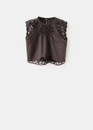 Mango Geh&auml;keltes Baumwoll-Top braun - Damen - S - MANGO