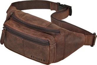 STILORD Devon Vintage Bauchtasche Leder Braun Herren Gürteltasche mit vielen Fächern - Echtleder Hüfttasche Diebstahlsicher - Männer Brusttasche für Reisen & 