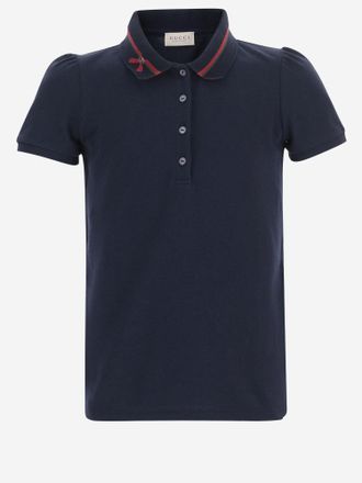 Gucci Web-Detail Stretch Cotton Piqu&eacute; Polo Shirt - Navy