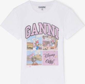 Ganni x Disney T-shirt Baby Fit Daisy Duck Blanc Coton recycl&eacute; - Taille M - Pour Femme
