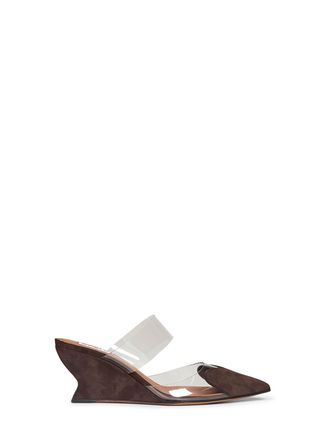 Alaia Suede Heart Patch Flat - Brown