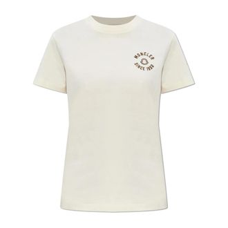 Moncler Logo Patch T-Shirt - - Tops - Damen - Beige - S