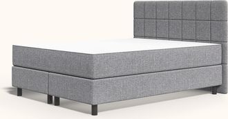 Emma Original Boxspringbett Komfort 160x200 cm - hellgrau - F&uuml;&szlig;e Schwarz - Kopfteil gesteppt