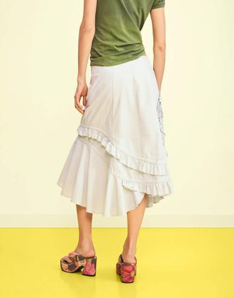 Desigual Jupe mi-longue asym&eacute;trique - Blanc
