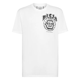 Philipp Plein Homme, Tops, Blanc, Taille: 3XL T-Shirt Col Rond
