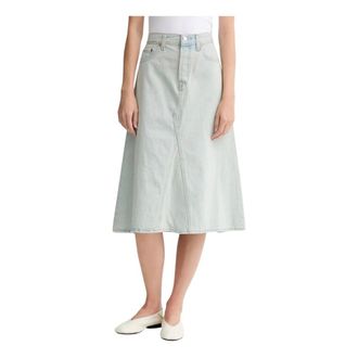 Levi's Jupe trap&egrave;ze d&eacute;structur&eacute;e taille haute - Femme - Jupes - Bleu - Taille: W25