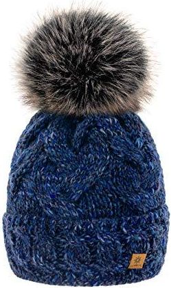 morefaz Chapeau dhiver Bonnet Femme Tricot&eacute;e Bonnet Laine Alpaga Wool Polaire (Gaja Nave)