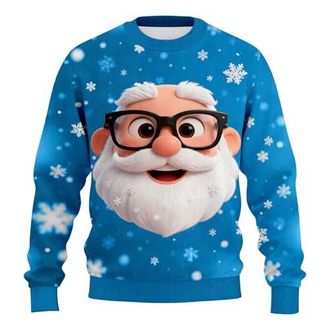 Generic Pull de No&euml;l pour homme - Pull fantaisie - Flocons de neige moches - P&egrave;re No&euml;l - Imprim&eacute; 3D - Bonhomme de neige - Arbre de No&euml;l - Pull &agrave; manches longu