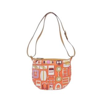 Herm&egrave;s Pre-owned Vintage Silk & Swift Leather Crossbody Pouch - Femme - Pre-owned - Orange - Taille: ONE Size