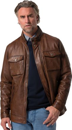 Boston Park Herren große Größen Menswear L-8XL Lederjacke, Leder, Lammnappa, Stehkragen, Zipper, bis 84/86 braun 76+ 838247633-76+