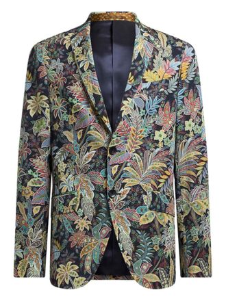 Etro blazer en laine &agrave; fleurs - Jaune