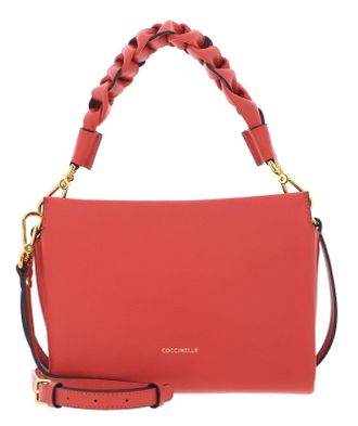 Coccinelle Boheme Grana Double Crossbody Double Grainy Leather Grena. Red/Rosew