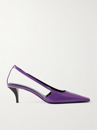 Gucci Slingback-pumps Aus Glanzleder Mit Verzierung - Lila