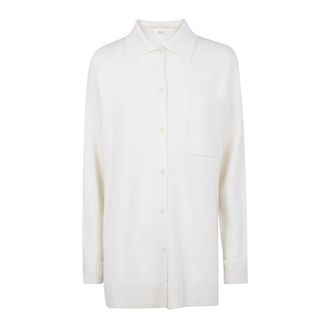 Max Mara Geripptes Strick-Poloshirt - - Knitwear - Damen - Wei&szlig; - S