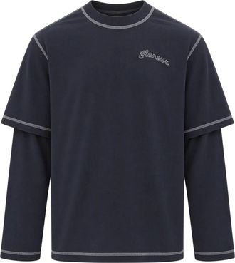 Flaneur Fl&acirc;neur - Signature Outline Layered Long Sleeve - Homme - Tops - Noir - Taille: S