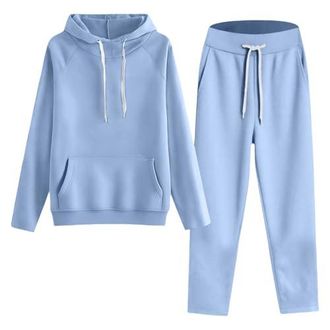 Generic Ensemble de surv&ecirc;tement pour femme - Couleur unie - Sweat &agrave; capuche - Deux surv&ecirc;tements pour femme - Ensemble de surv&ecirc;tement grande taille - Ensemble 