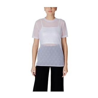 A|X Armani Exchange Mesh-Top mit transparentem Overlay - - Tops - Damen - Wei&szlig; - S