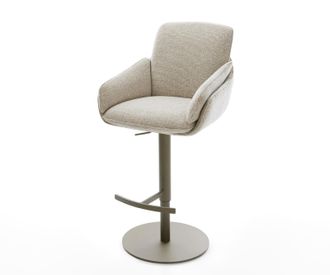DELIFE Barstuhl Luan-Flex Webstoff Soft Beige Drehfu&szlig; h&ouml;henverstellbar Metall Titanfarben, Barst&uuml;hle
