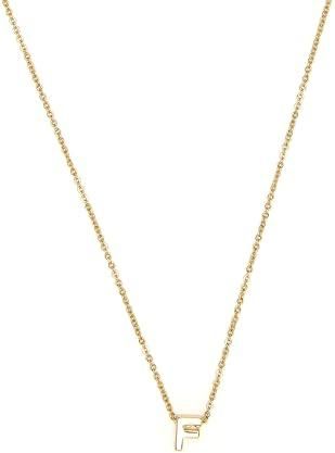 Luxenter Collier Alphabet finition or 18 carats - Lettre F, Mediano, Métal, Sans pierre précieuse