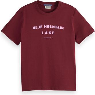 Scotch & Soda Damen T-Shirt Chest Artwork Regular T-Shirt, Bordeaux,XS