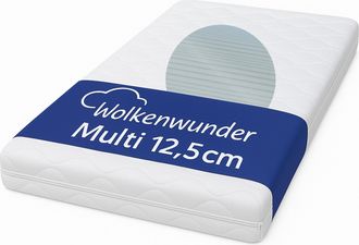 Wolkenwunder Wellflex Multi 7-Zonen-Schaum-Matratze extrafest 90x200 cm 12,5 cm Gesamthöhe I Bezug waschbar I hygienisch I pflegeleicht