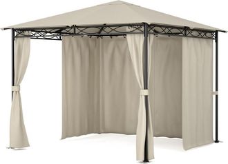 Blumfeldt Blumfeldt - Mondo Pavillon de jardin avec auvent 295x262x295 cm Pergola Jardin Ext&eacute;rieur acier polyester Pergola beige