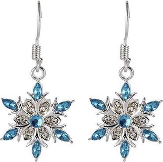 Generic Nouveau &eacute;l&eacute;gant Bleu Flocon de Neige Goutte Boucle doreille pour Les Femmes Mode Cristal Zircon balancent Boucle doreille Bijoux de no&euml;l accessoiresDe