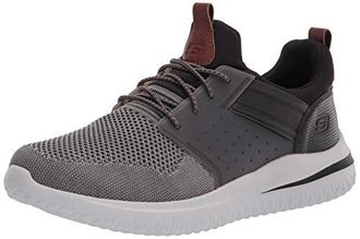 Skechers Homme Delson 3.0-Cicada 210238 Basket, Gray Black Knitted Mesh W/Synthetic, 41 EU