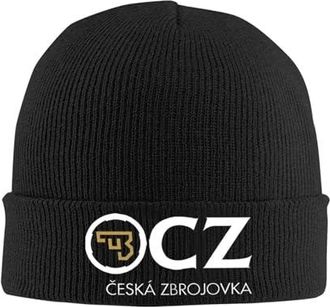 Generic Chapeau Homme, Logo CZ, Design de Pistolet, Contour Circulaire, Texte ci-Dessous Bonnet tricot&eacute; Unisex Femme Casquette Pull Bonnet Hiver Chaleureux Ch