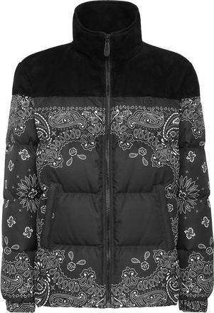 Philipp Plein Homme, Vestes, Noir, Taille: M Doudoune en nylon et daim motif bandana cachemire