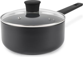Russell Hobbs RH02841EU7 20 cm Antihaft-Saucepan - Induktionstopf, Tempered Glassdeckel & Dampfaustritt, Kasserolle Stieltopf, kein Öl, Soft-Touch-Griff, 5 Jahre Ga