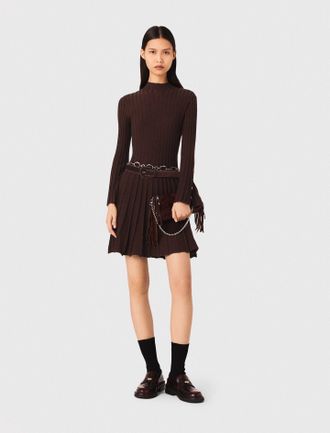 Maje Kurzes Skaterkleid Mit Stehkragen - Dunkelbraun - Gr&ouml;&szlig;e 32 - Maje