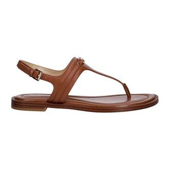 Michael Kors Mandy Sandale en Cuir &agrave; Brides en T - Femme - Chaussures - Brun - Taille: 37 EU