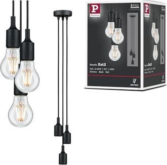 Paulmann 50382 Neordic Pendelleuchte Ketil max. 3x60 Watt Pendellampe Schwarz Deckenlampe Silikon, Metall H&auml;ngeleuchte E27 Leuchte ohne Leuchtmittel