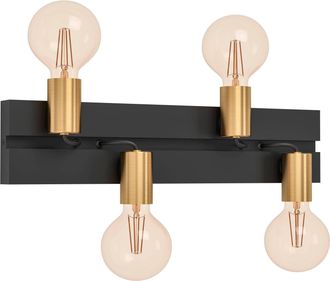 Eglo Deckenstrahler Macchione, 4-flammige Spot Deckenlampe, minimalistische Deckenleuchte aus Metall in Schwarz, Deckenspot mit E27 Fassung