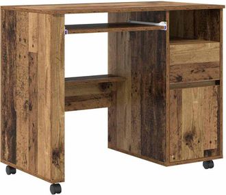 vidaXL Bureau avec roulettes avec tiroir Bois Ancien 91 x 50 x 77 cm vidaXL