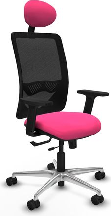 Piqueras y Crespo Computerstuhl Rosa Zulema mit 2D-Armen, h&ouml;henverstellbarer Lendenwirbelst&uuml;tze und festem Kopfteil, ausgestattet mit Syncro/Traslack und Schneideschaum