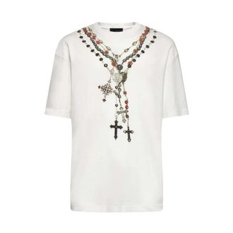 John Richmond T-Shirt mit Juwelendruck und Kreuzen - - Tops - Herren - Wei&szlig; - S