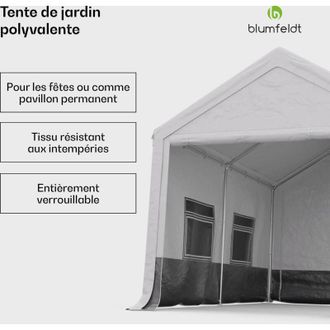 Blumfeldt Serre de jardin Party Haven 3x4 blanc/gris fonc&eacute; - abri de jardin avec toit en pe 170gr de haute qualite - pergola jardin offrant protection et