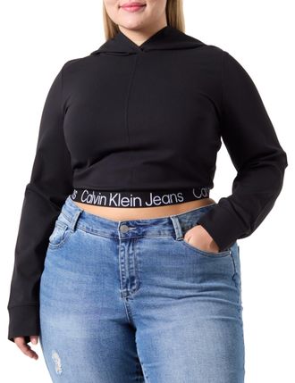 Calvin Klein Jeans Damen Hoodie mit Kapuze, Schwarz (Ck Black), 3XL