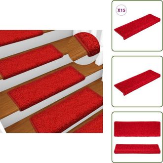 vidaXL The Living Store - Tapis descalier 15 pcs 65x21x4 cm Rouge - Tapis Descalier - Tapis Marche - Tapis Antid&eacute;rapant - Protection Escalier - D&eacute;coration