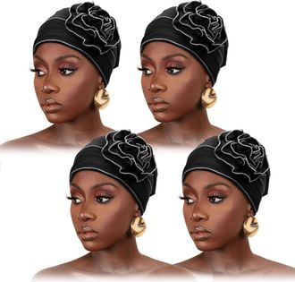 Dreshow Damen Chemo M&uuml;tze, Weiche Krebs Kopfbedeckung, Elastische Krebs M&uuml;tzen mit Blumen f&uuml;r Damen mit Haarausfall