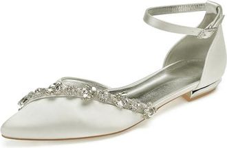 Generic Chaussures Mari&eacute;e Plates Confortable Femme Confortable Plates Mariage Chaussures Plate Mariee Robe 2Cm,Ivoire,36 EU